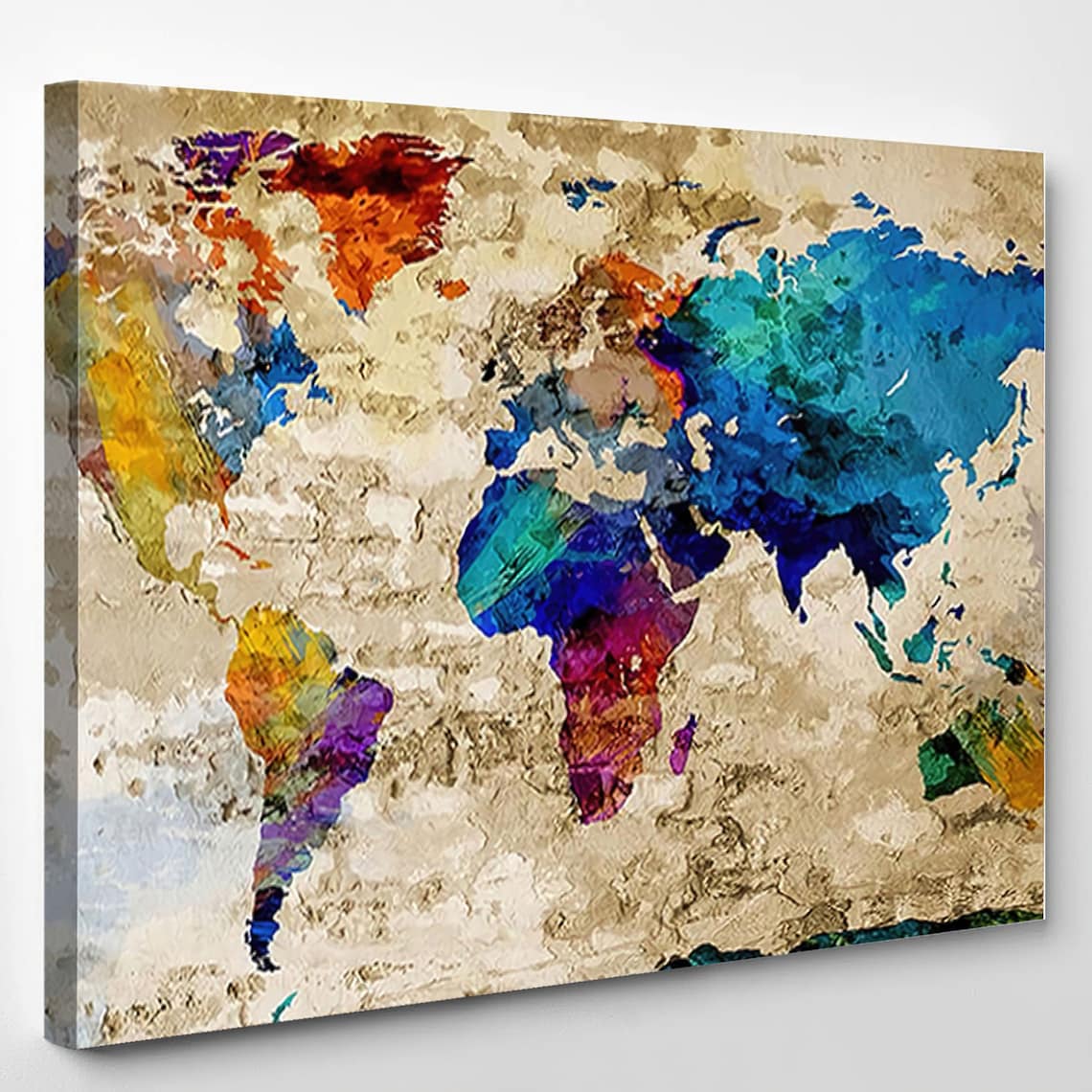 Colorful world map canvas