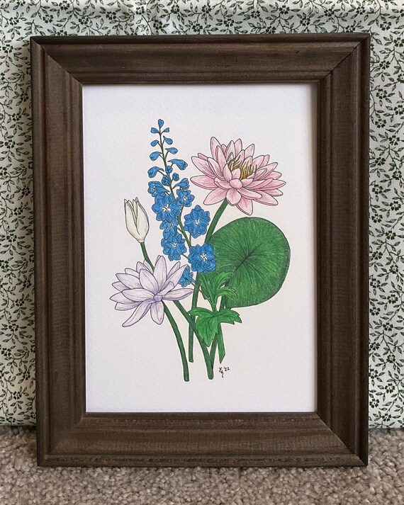 July Birth Flowers Art Print Open Edition Art Print - Etsy