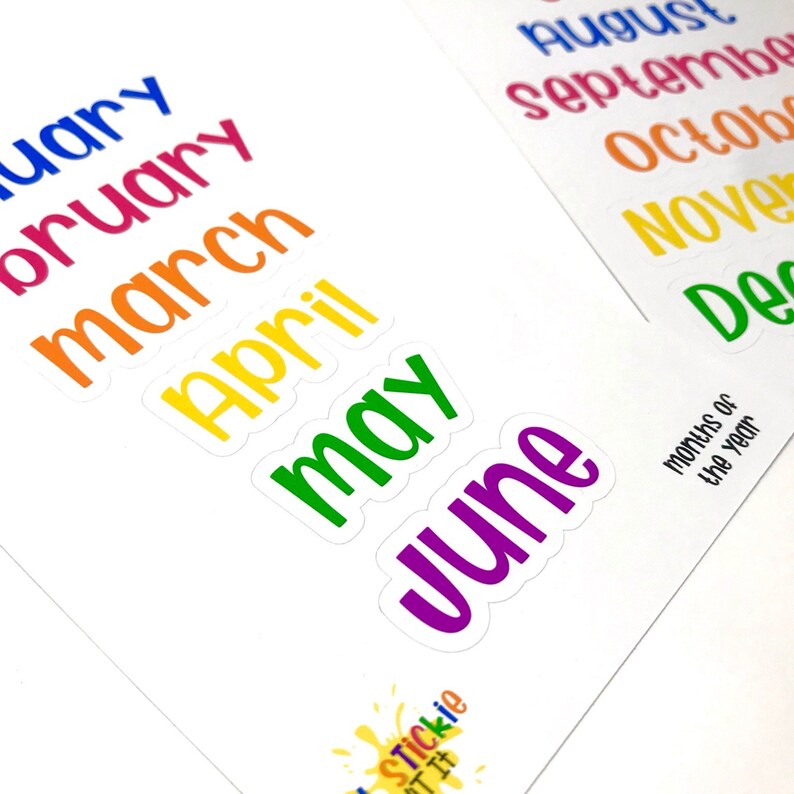 Months of the Year Stickers Planner Stickers Calendar | Etsy