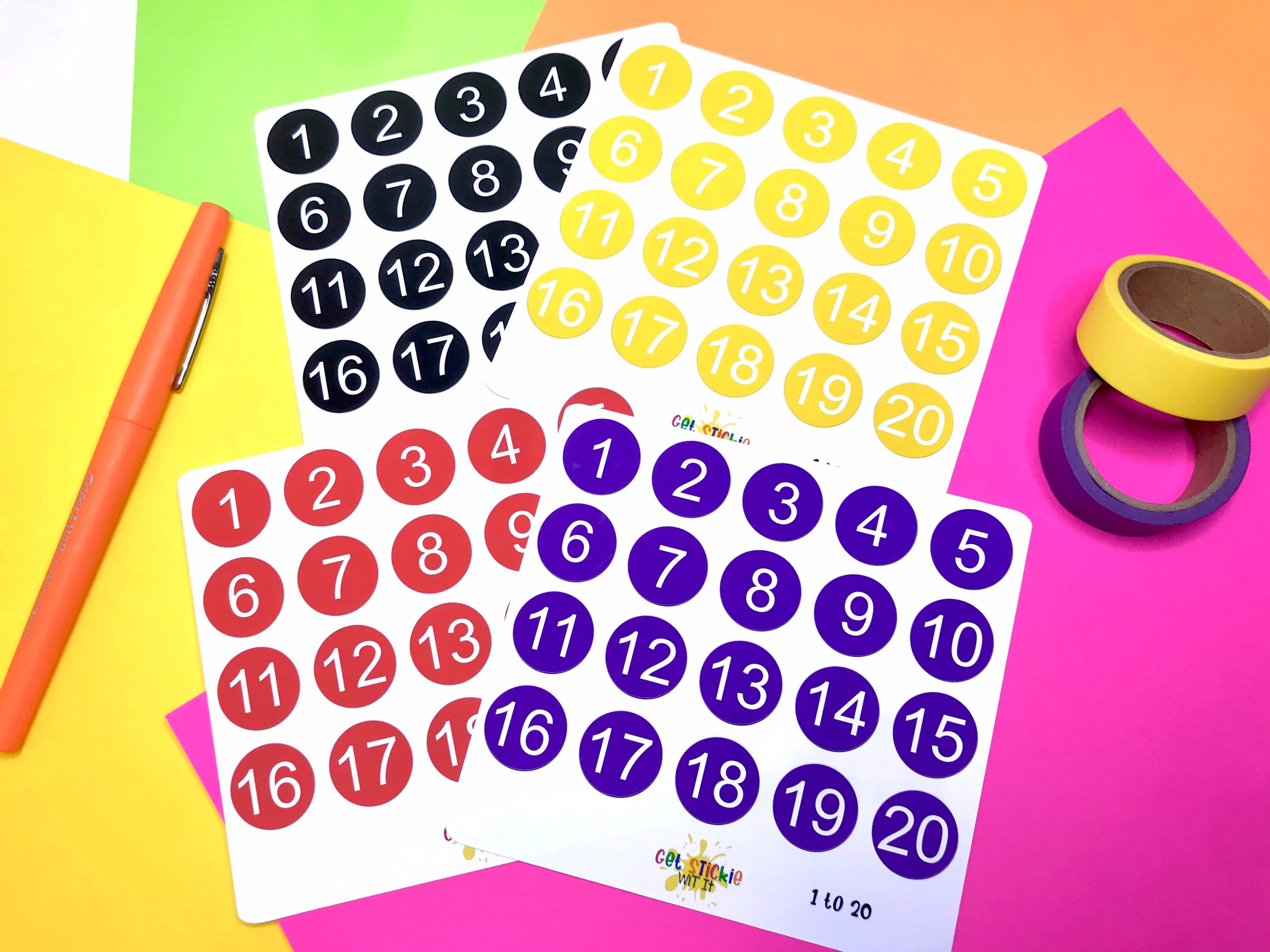 Number Stickers 1 20 Dot Stickers For Planner Number Etsy