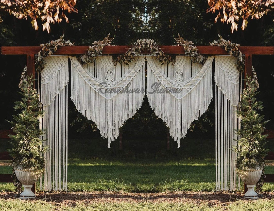 Extra Large Macramé Backdrop Wedding With Wooden Rod - Etsy