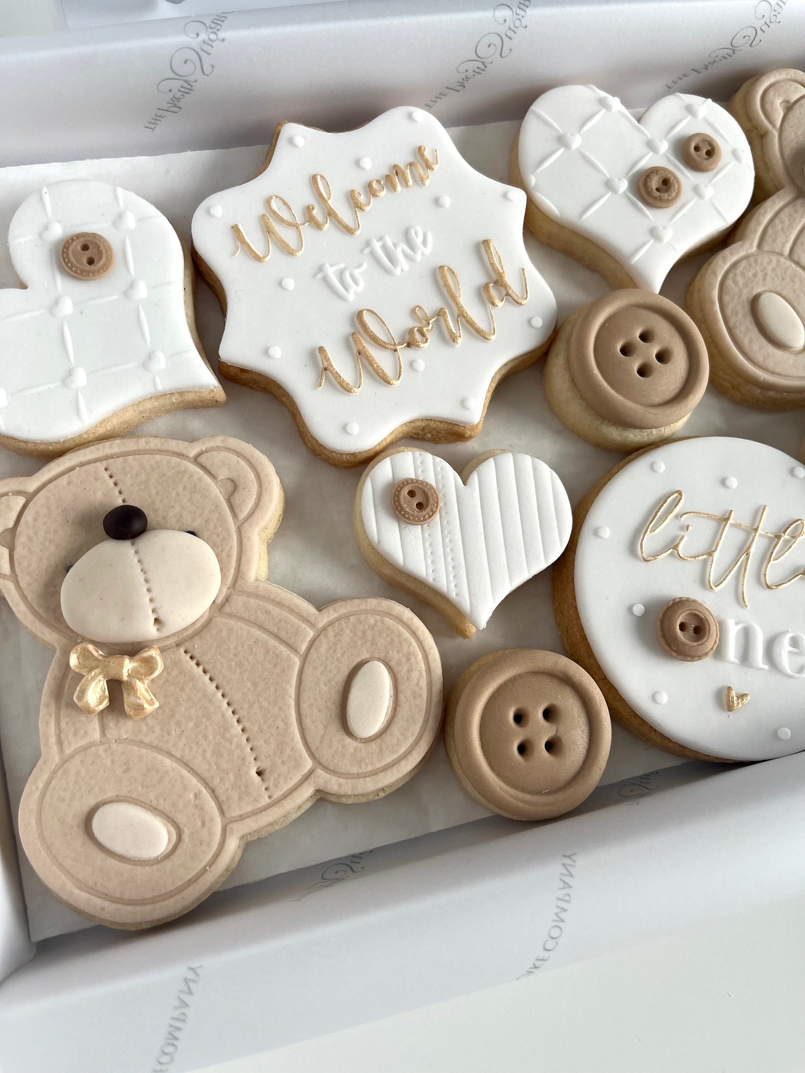New Baby Teddy Bear Biscuit Box White and Gold - Etsy