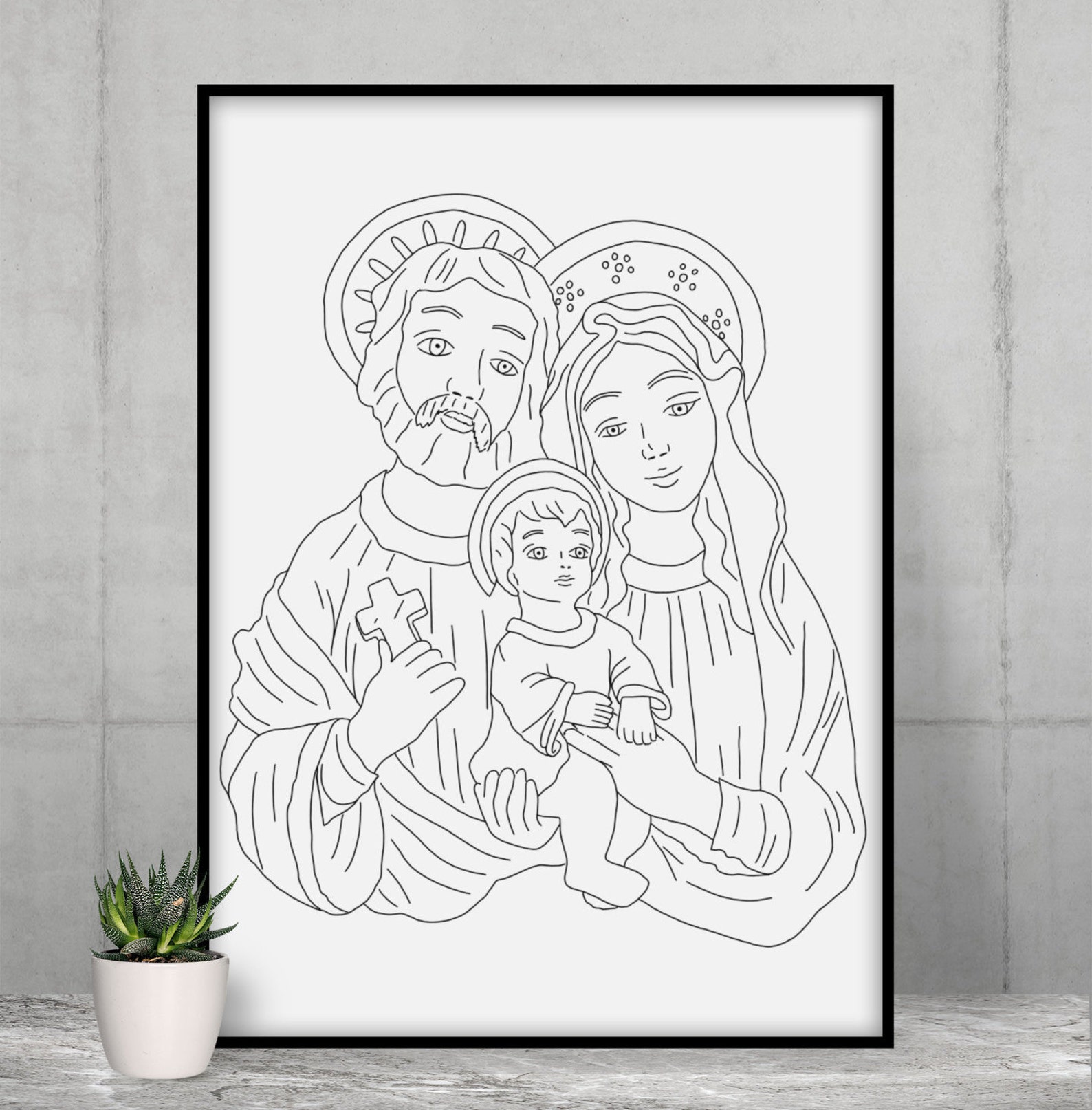 Holy Family Line Drawing | Sacred Family Print | Sagrada Familia ...