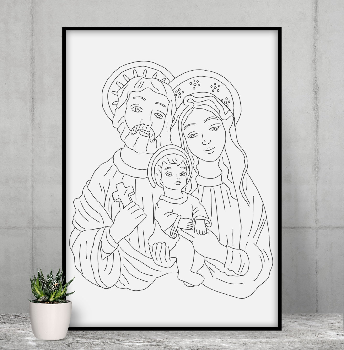 Holy Family Line Drawing | Sacred Family Print | Sagrada Familia ...