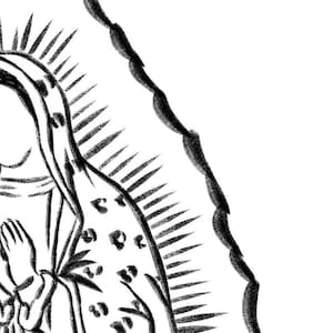 Our Lady of Guadalupe | Chalk Line Drawing Print | Catholic Art | Hand ...
