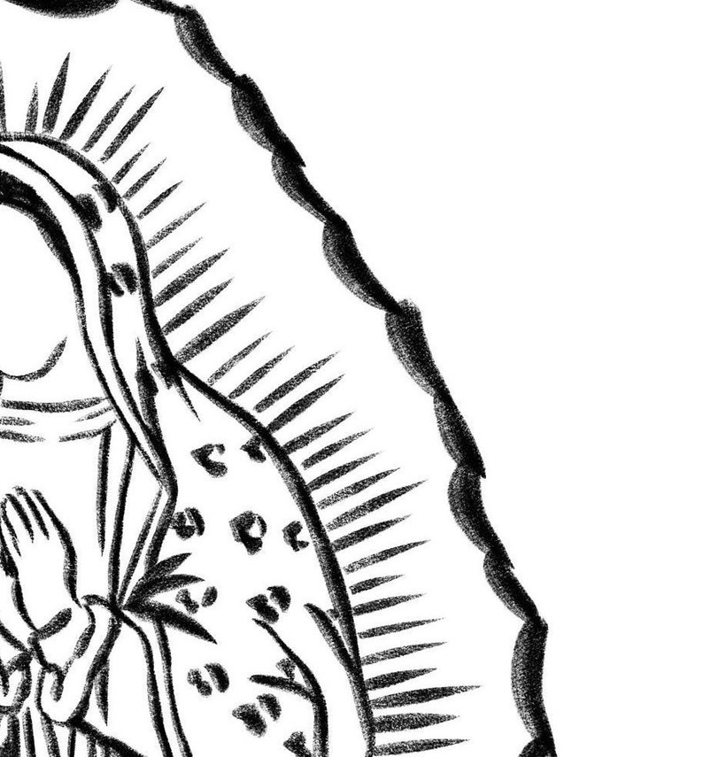 Our Lady of Guadalupe | Chalk Line Drawing Print | Catholic Art | Hand ...