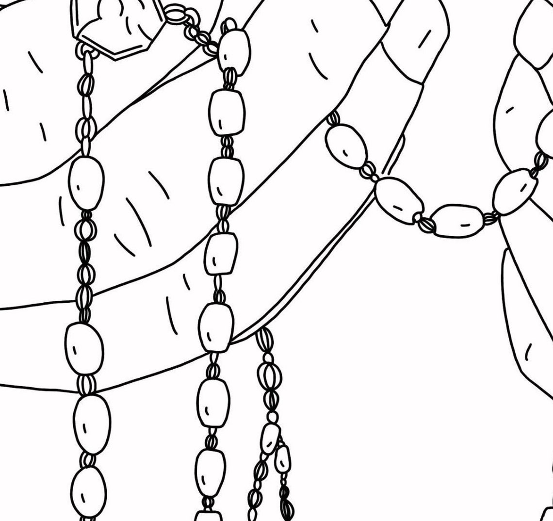 Rosary in Hand, Praying | Line Drawing Print | Catholic Art | Hand ...