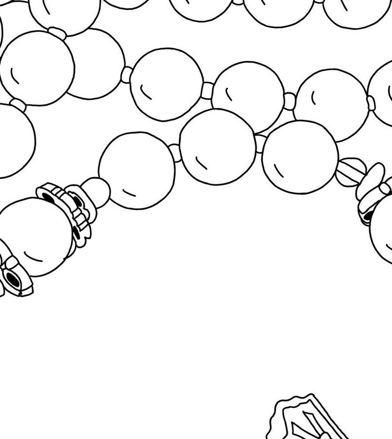 Rosary Line Drawing Print Catholic Art Hand Drawn - Etsy