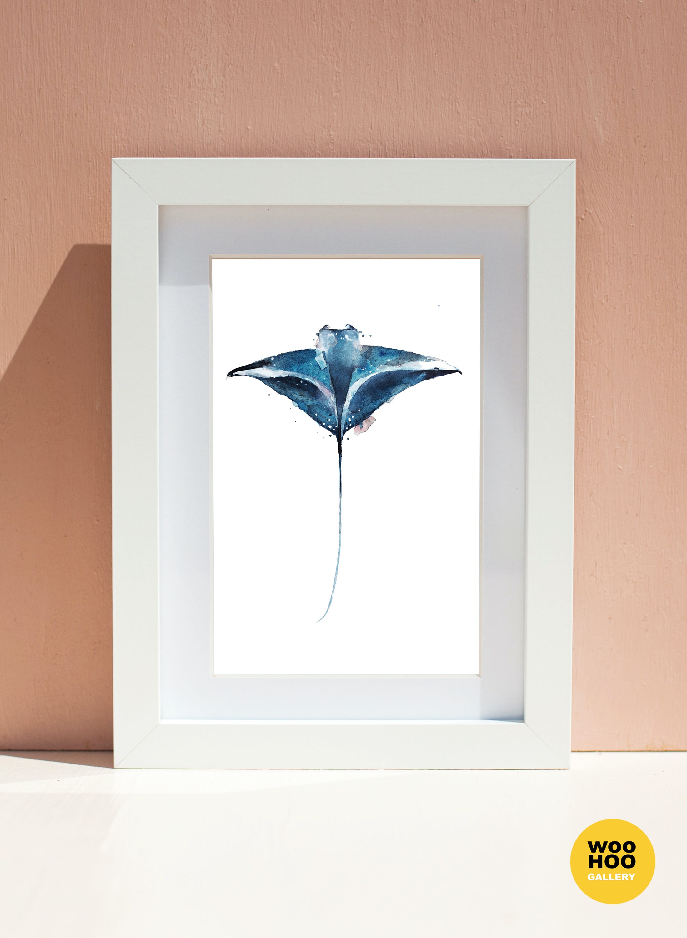 Manta Ray Blue Watercolor Art Painting Digital Print | Printable ...