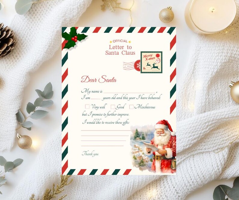 Letter to Santa| Christmas Wish List Printable, Christmas Printable for ...