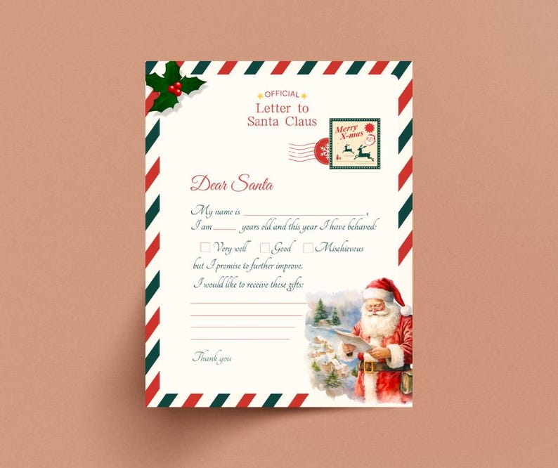 Letter to Santa| Christmas Wish List Printable, Christmas Printable for ...