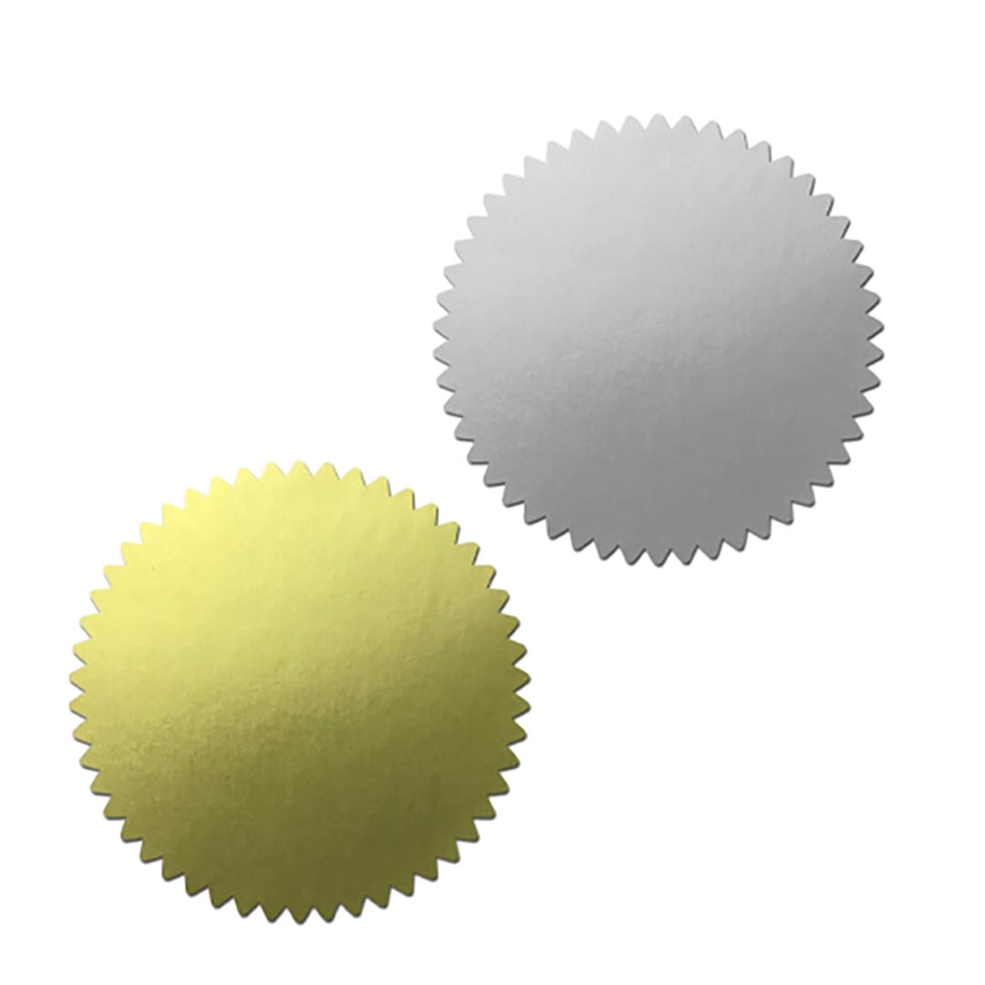 Infusion 2" Round Serrated Embossing Labels – 60 Gold or Silver Foil ...