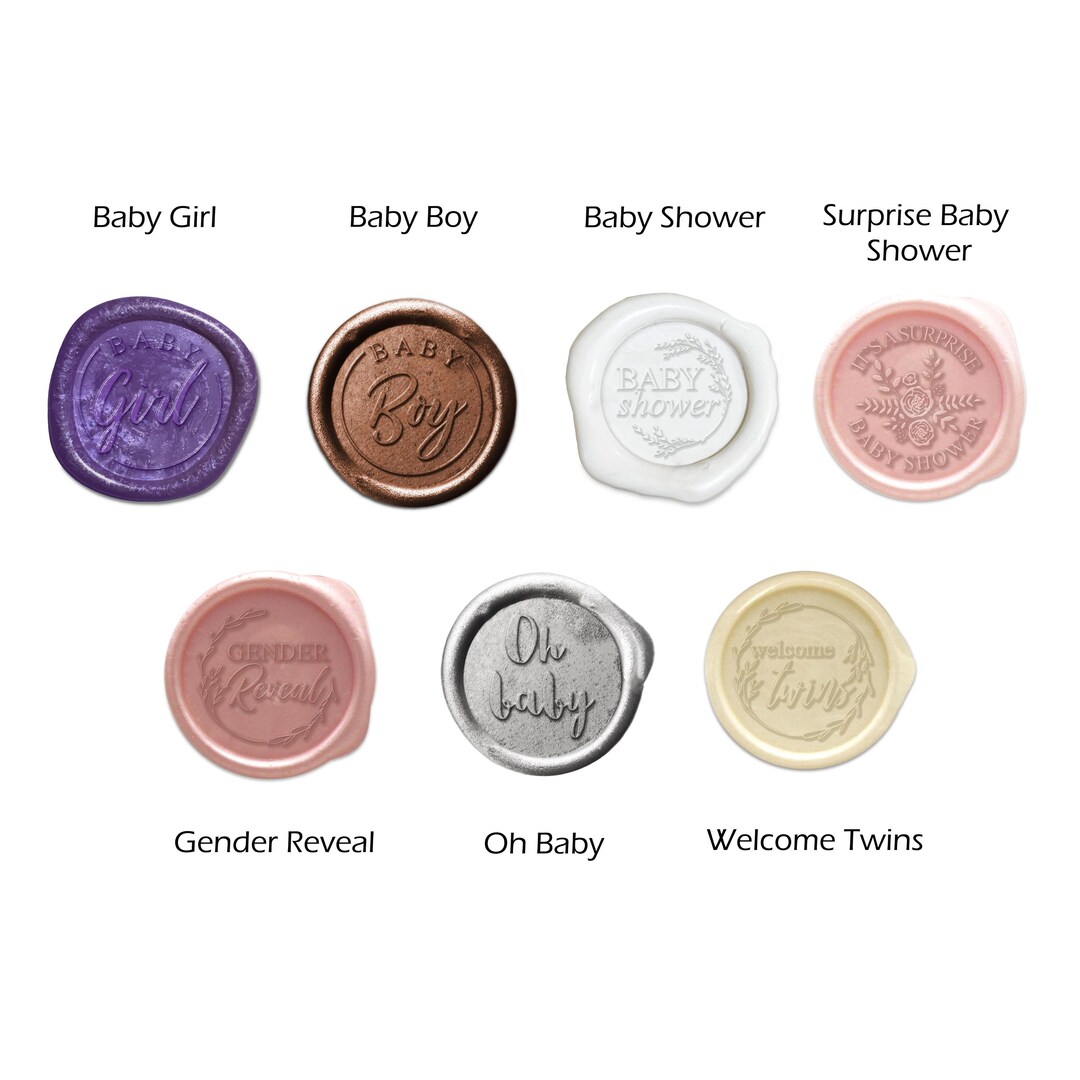Infusion Wax Seal Baby Stickers - Elegant Self-adhesive Baby Shower ...
