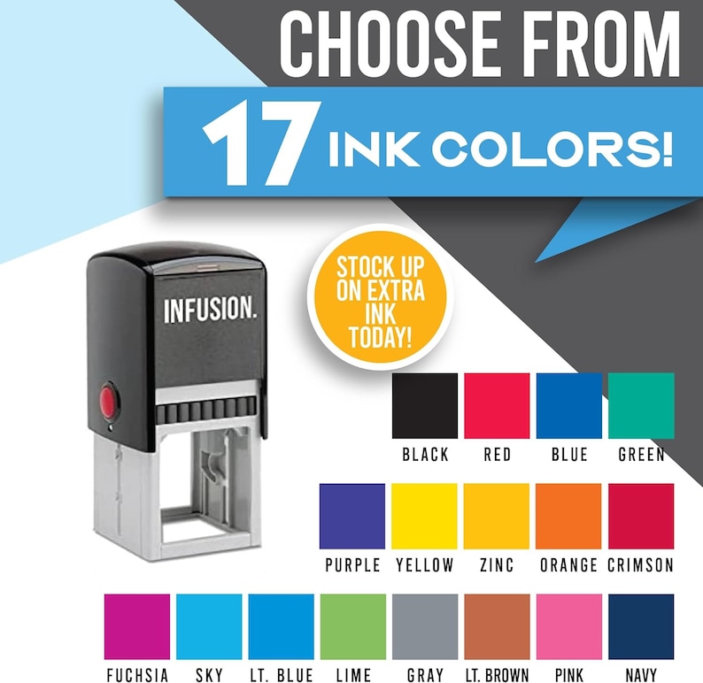 Infusion Custom Square Self-inking Stamp - 17 Color Choices - Etsy