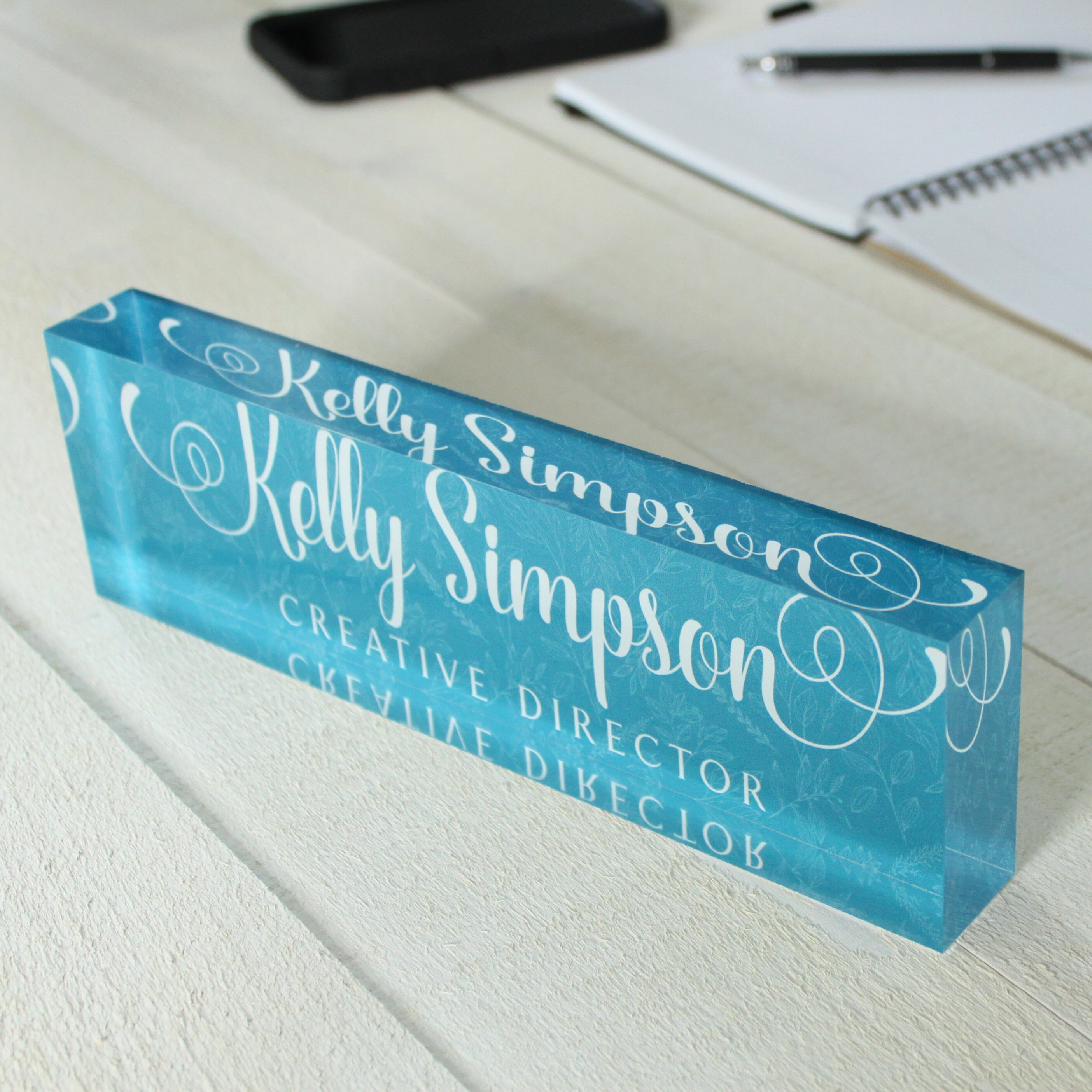 Personalized Office Desk Name Plate Acrylic Glass Block - Etsy