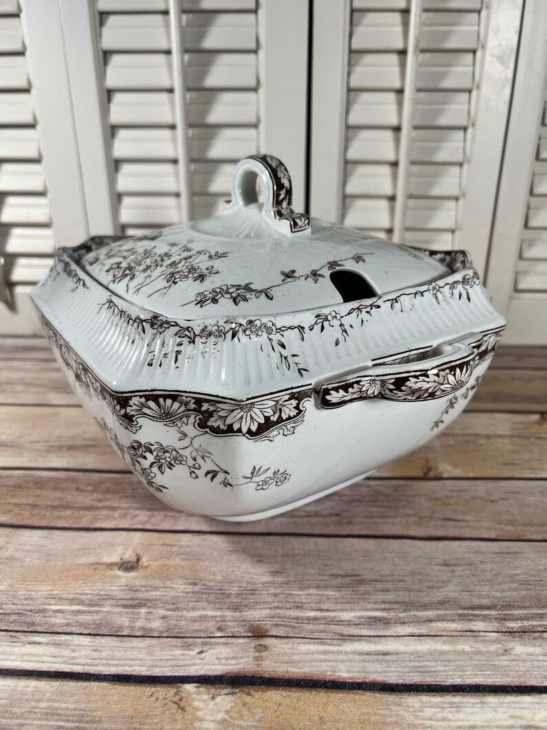 Antique Brown Transferware Tureen/ Antique Ironstone - Etsy