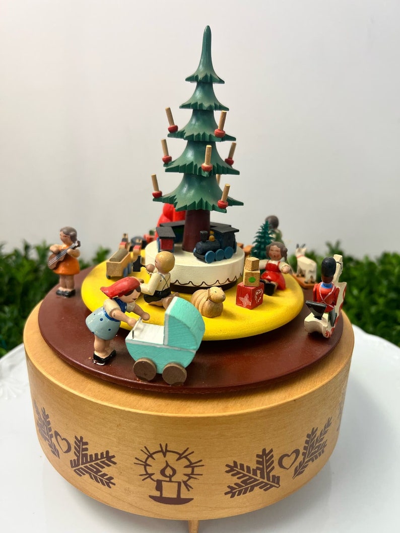 Rare Vintage German Wooden Christmas Music Box/ Handmade German Music ...