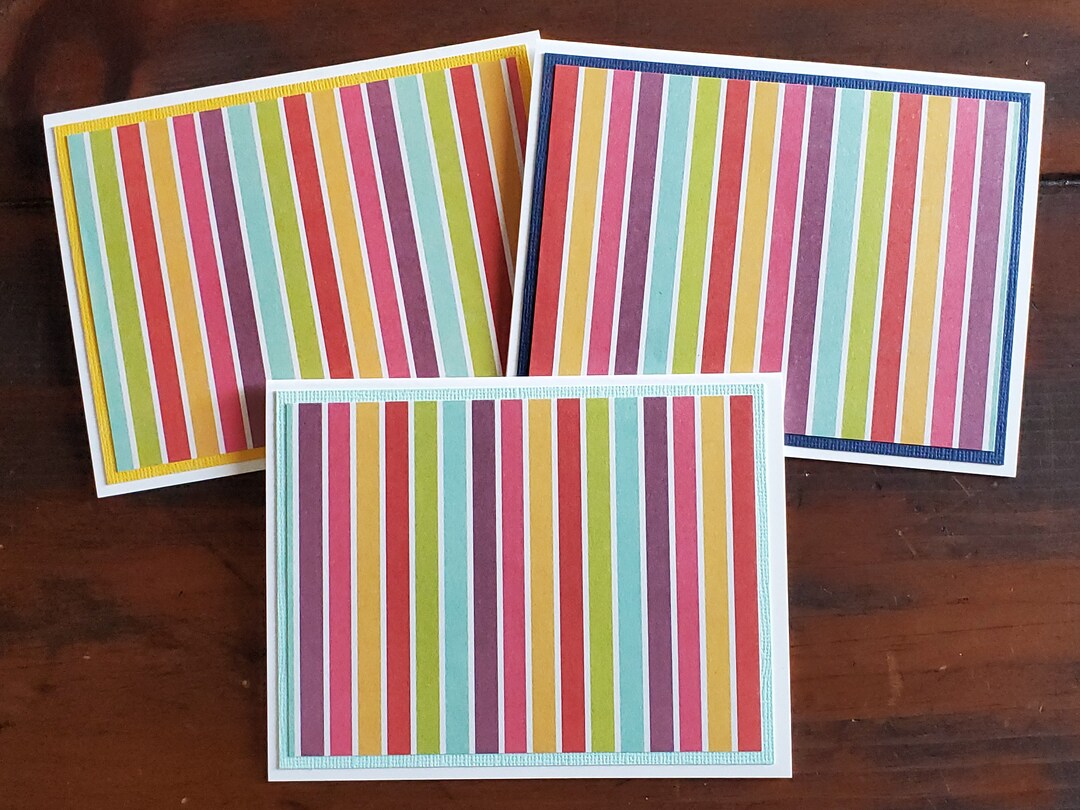3-pack Striped Cards ~ Greeting Cards ~ Blank Cards (envelopes Included ...