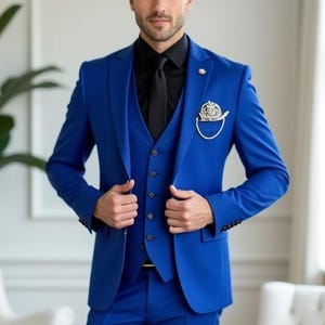 Men's Royal Blue Three-piece Suit - Men's Formal Suit, Groom and ...