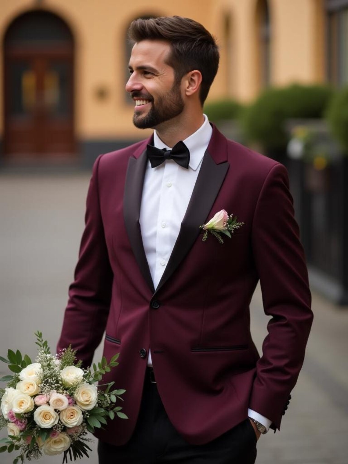 Men’s Plum Tuxedo Suit – Slim Fit Formal Wedding & Prom Suit | Tuxedo ...