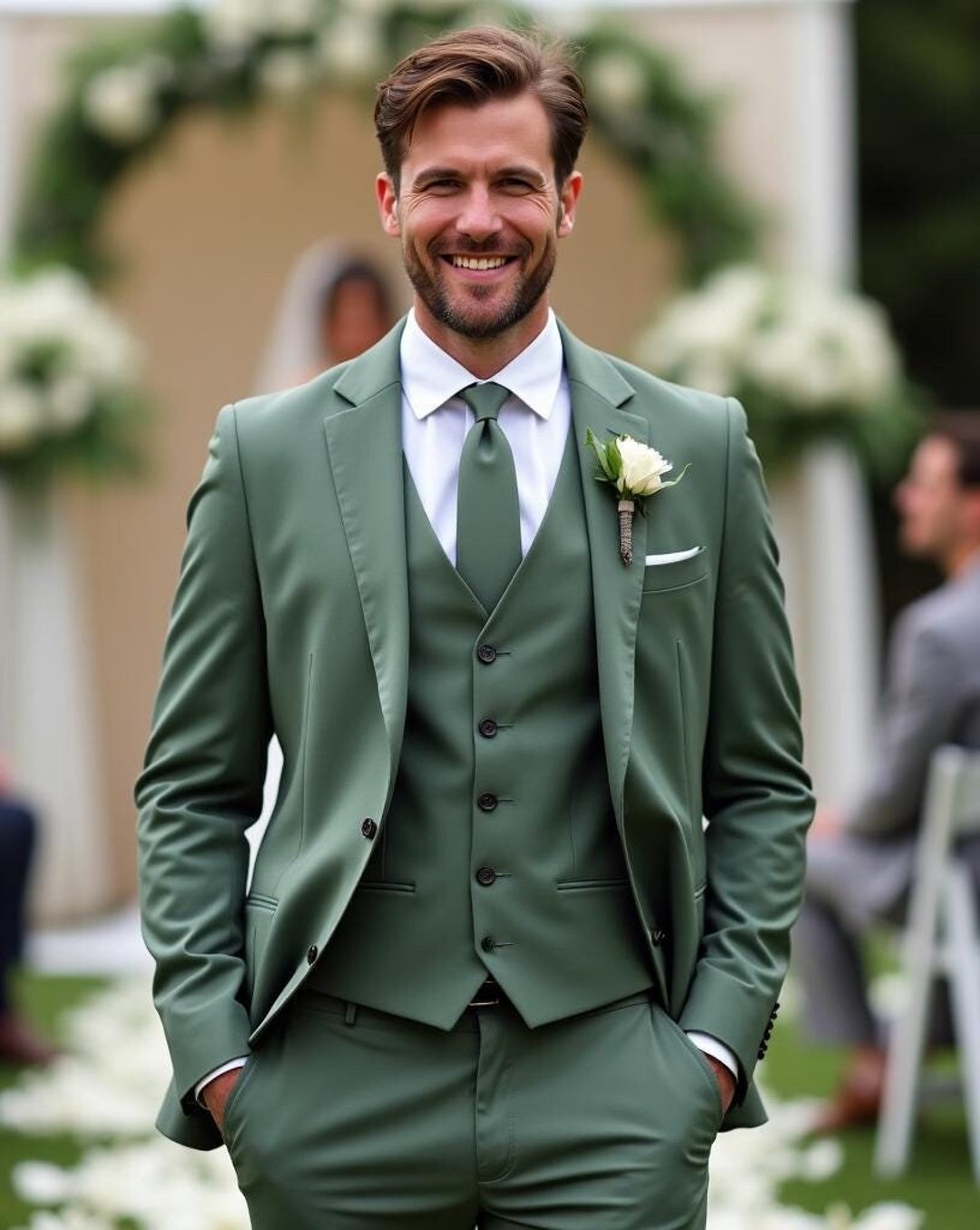 Men’s Sage Green Suit | Slim Fit Wedding Suit | Groom & Groomsmen Suit ...