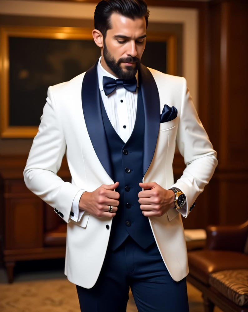 Men's White Wedding Tuxedo: Custom Fit 3-piece Suit - Etsy
