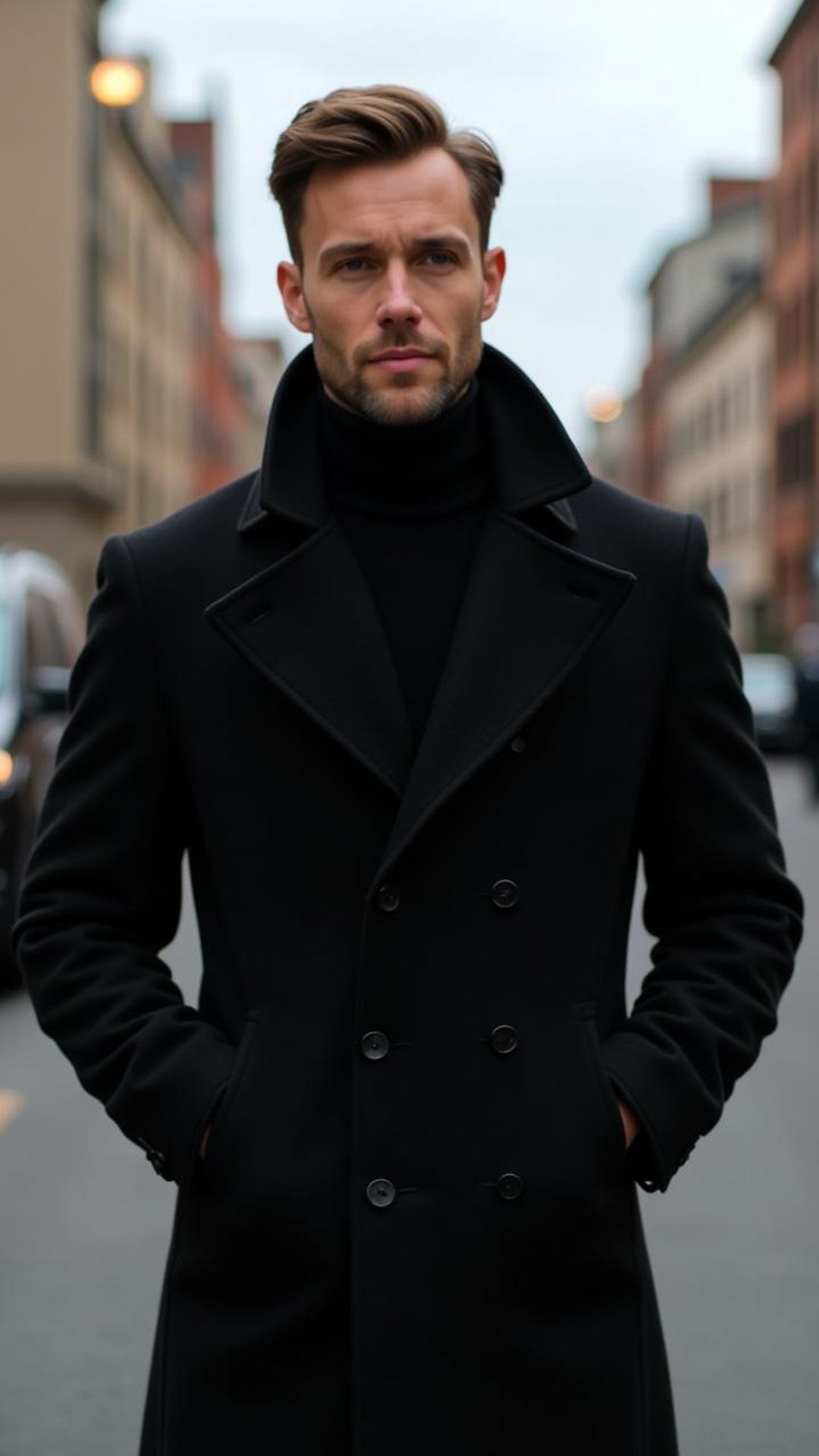 Men's Black Tweed Overcoat – Classic Style Tweed Coat for Men, Woollen ...