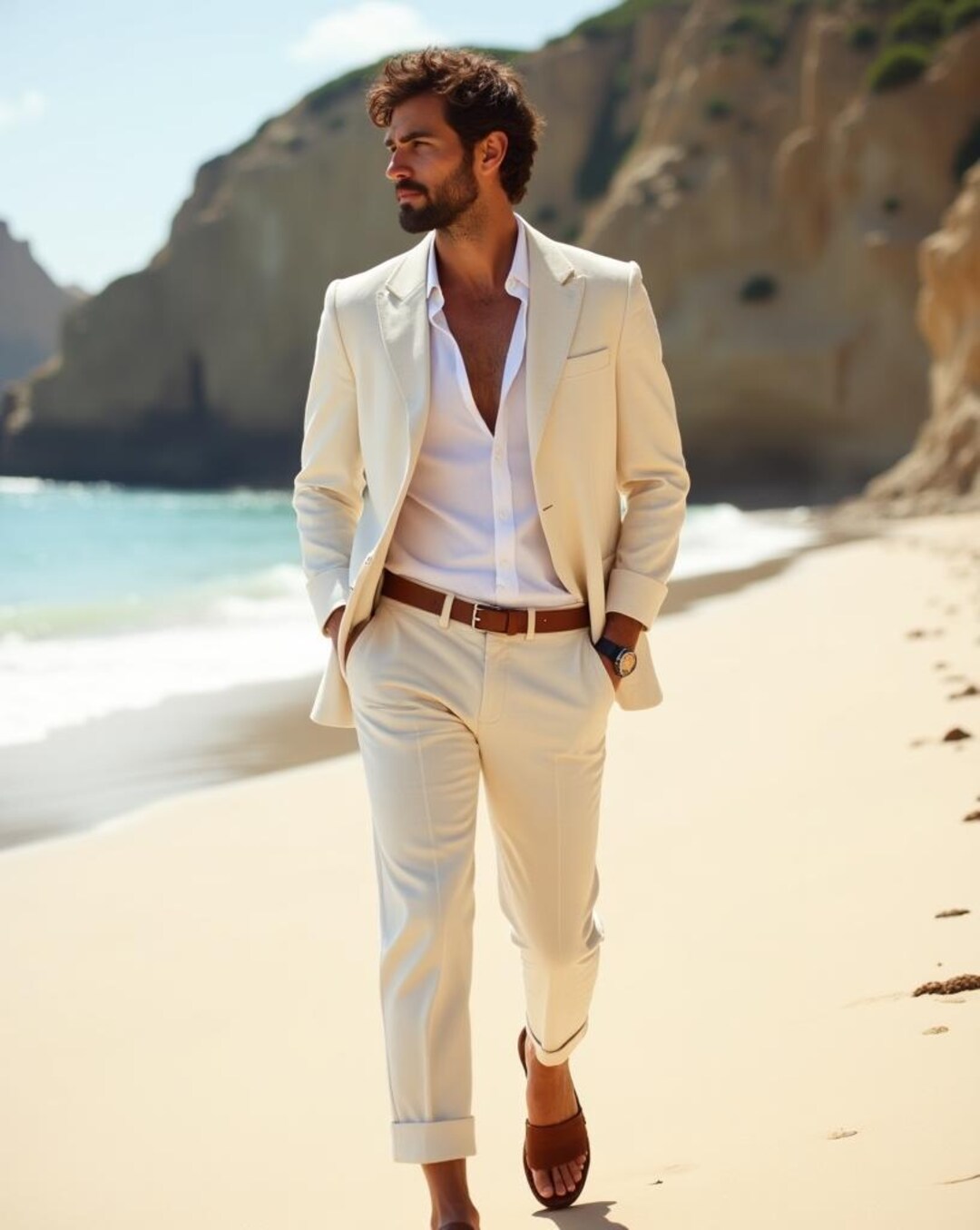 Men's Beige Linen 2-piece Suit: Lightweight Summer Wedding Outfit - Etsy