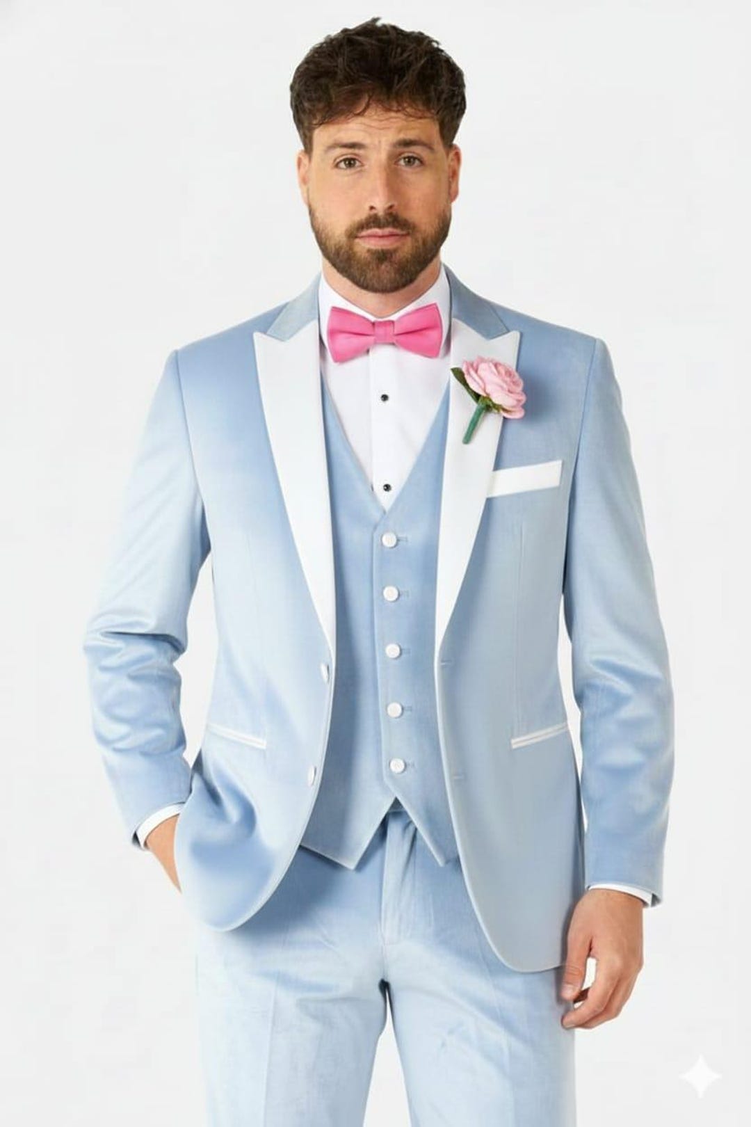 Light Blue Tuxedo Suit | White Lapel, Slim Fit 3-piece Wedding Tux - Etsy
