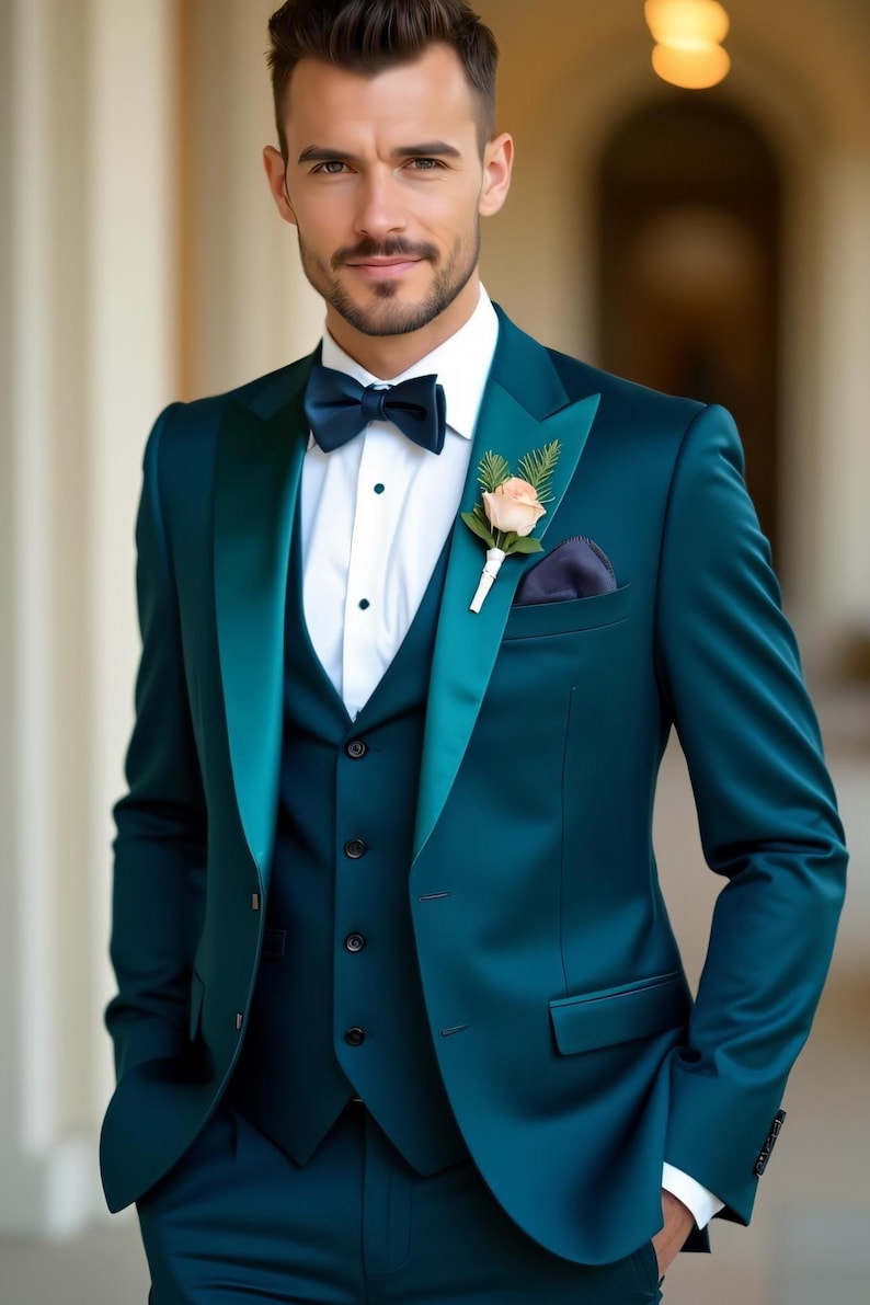 Men’s Teal Blue Tuxedo | Custom Formal Suit for Weddings & Events ...