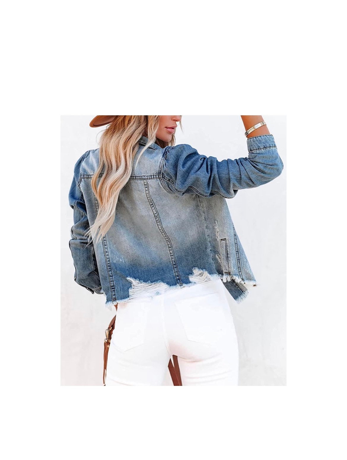 Distressed Frayed Jean Jacket - Etsy