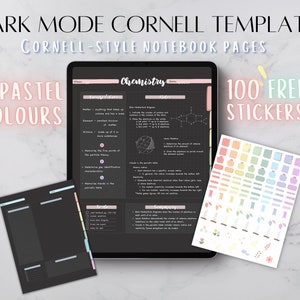 Digital Note Papers Template With Tabs, Pastel Cornell Notes, Student ...