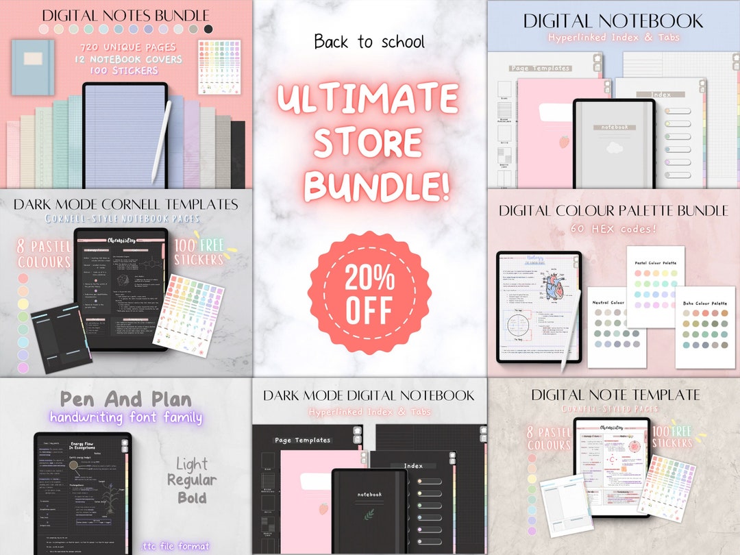 Digital Note Taking Bundle, Page Templates, Digital Notebook, Cornell ...