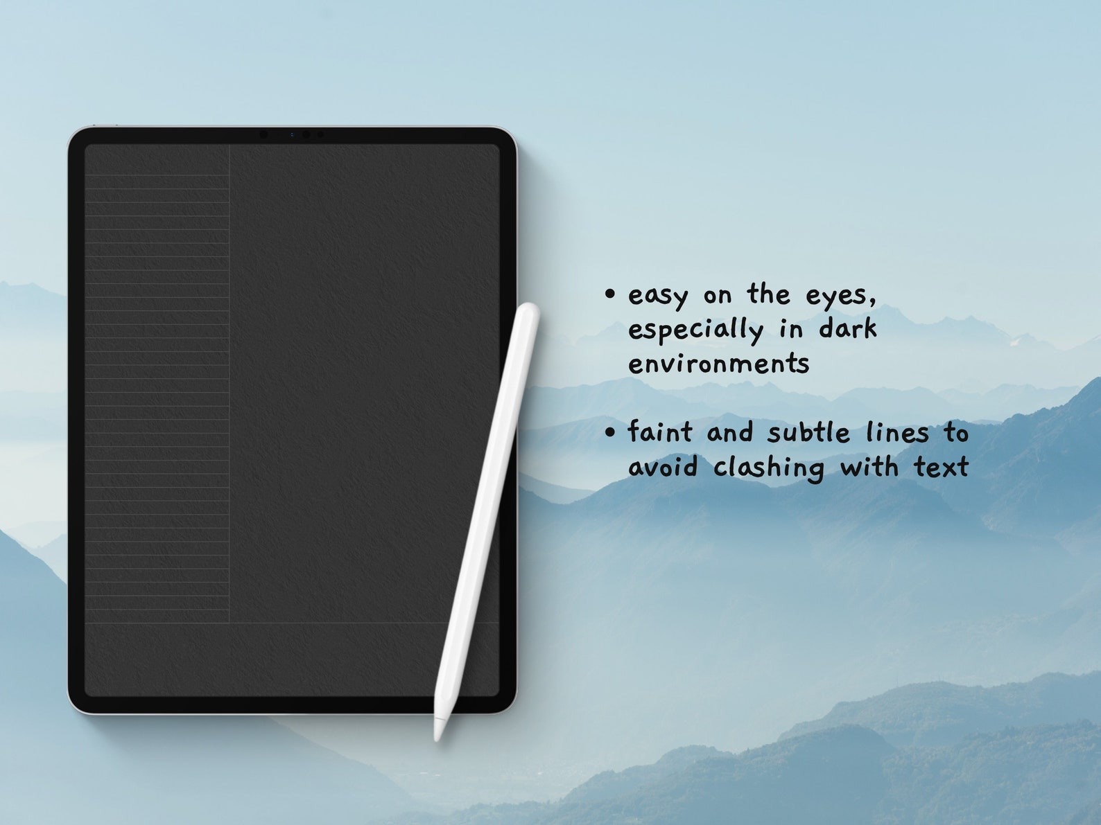 Dark Mode Digital Note Pages Templates | iPad Goodnotes Notability ...