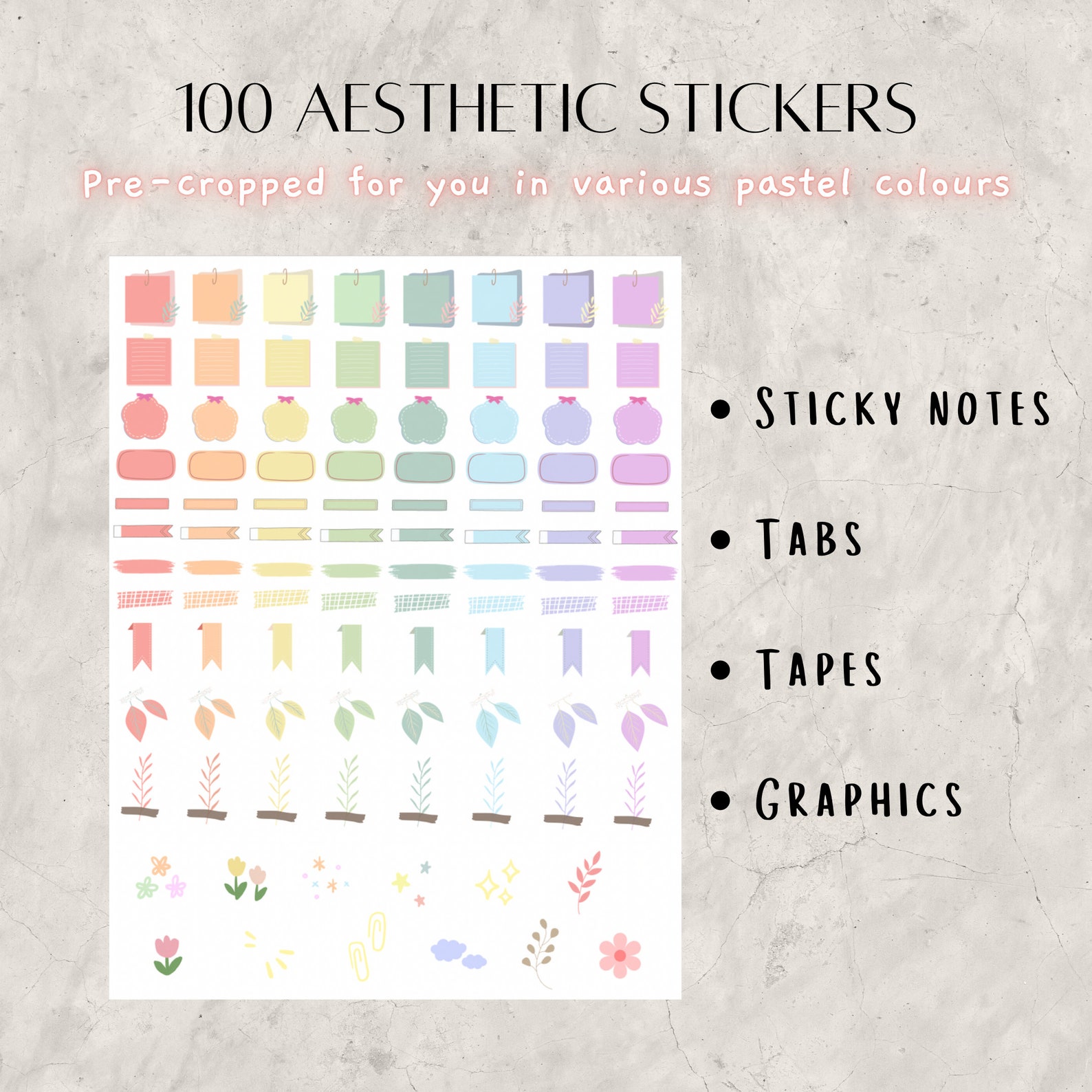 Digital Note Papers Template With Tabs, Pastel Cornell Notes, Student ...