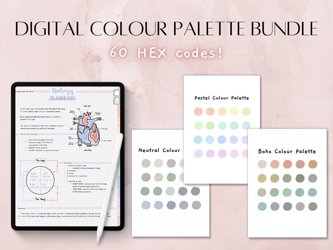 Colour Palette Bundle for Digital Planning/notes, Digital Art Procreate ...