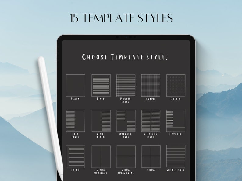 Dark Mode Digital Note Pages Templates | iPad Goodnotes Notability ...