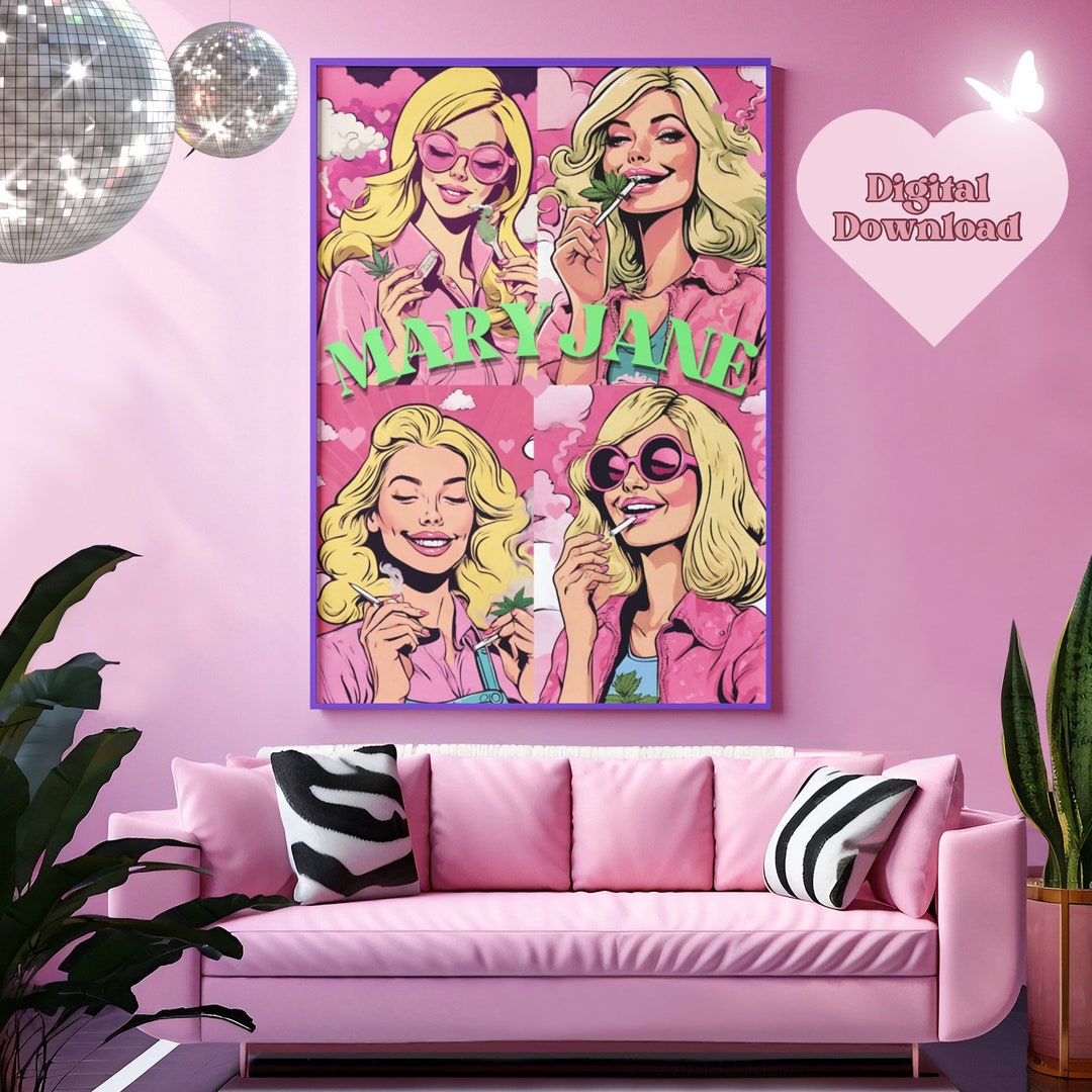 Groovy Mary Jane Smoke Babe Poster Wall Art | 70s Vintage Style Decor ...