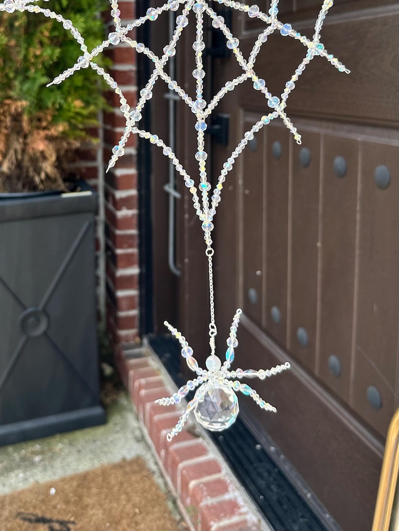 Crystal Spider Web Suncatcher: Rainbow Maker, Gothic Halloween Window Decor - Etsy