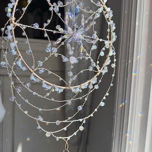 Crystal Spider Web Suncatcher: AB Crystals, Opalite, Rose Quartz - Etsy