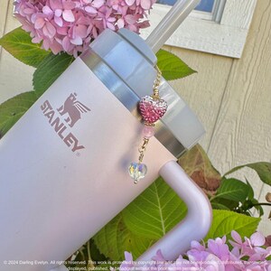 Pink Heart Water Bottle Charmed Accessories| Cute Straw Cup Dangles ...