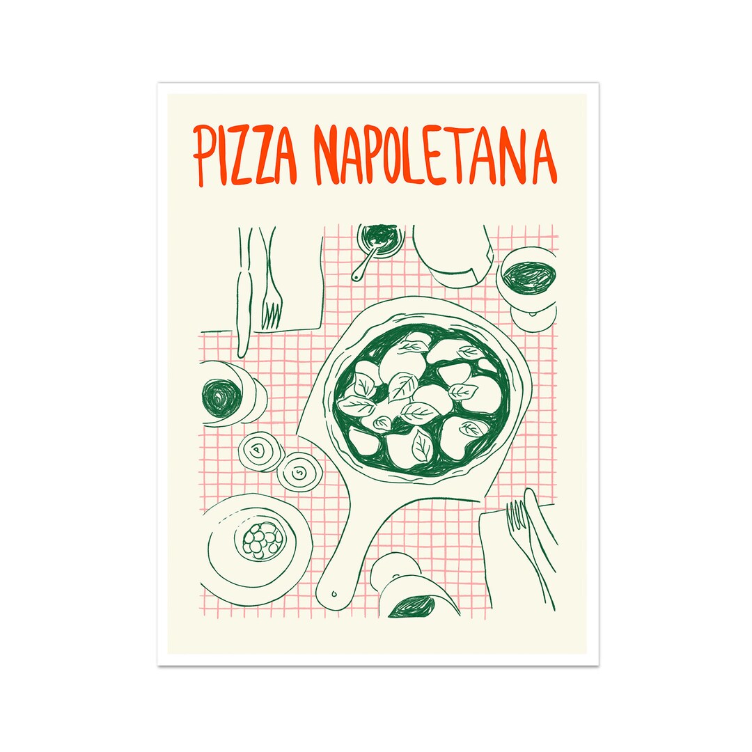 Pizza Napoletana. Pizza Party Food Poster. Italian Food Wall Art ...