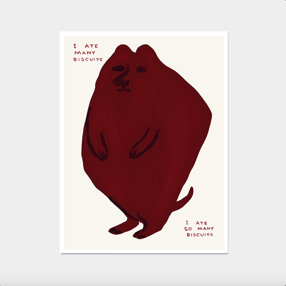 David Shrigley Print. I Ate Many Biscuits I Ate so Many Biscuits. Funny ...
