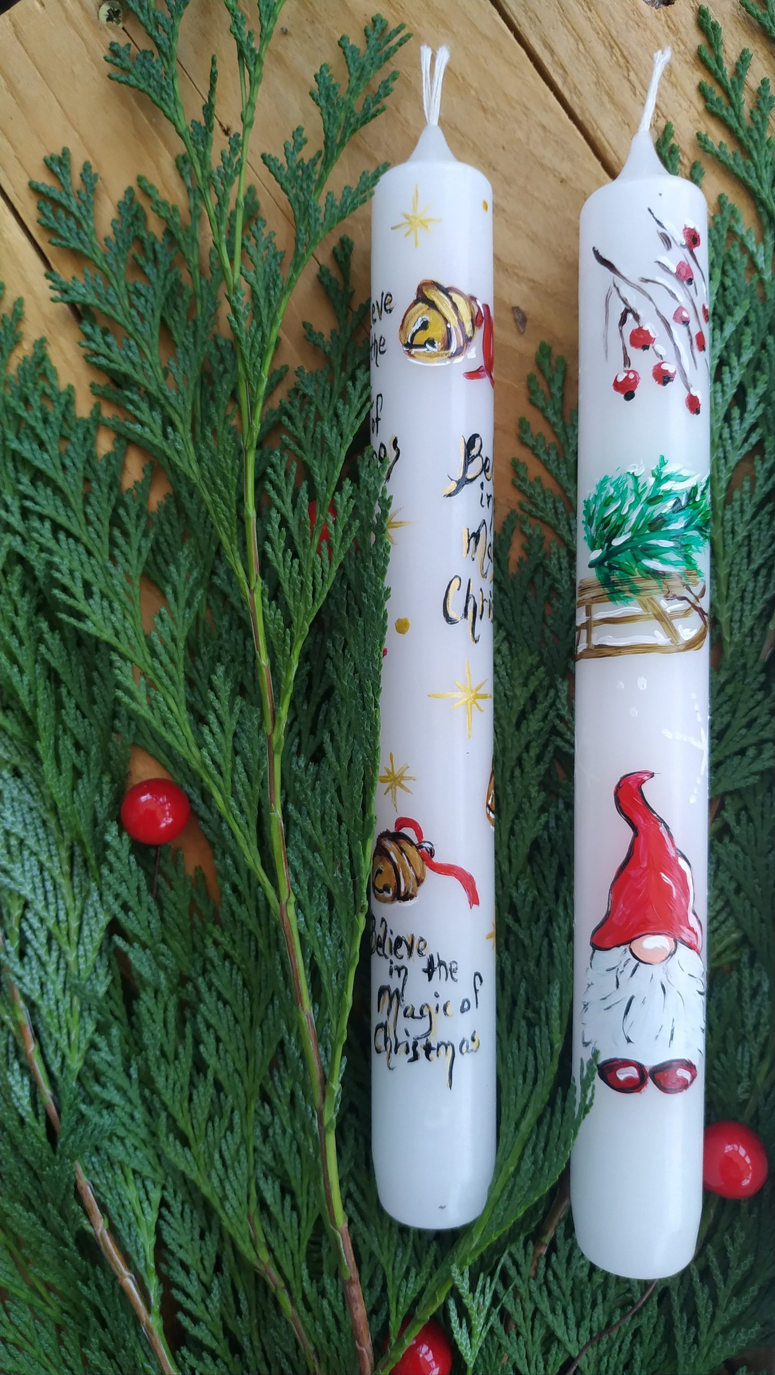 Believe in Christmas Magic Candles Hand Painted Candles Christmas ...