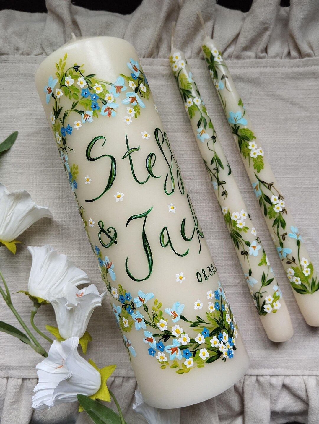 Personalised Wedding Candles| Bespoke Wedding Candle| Hand Painted ...
