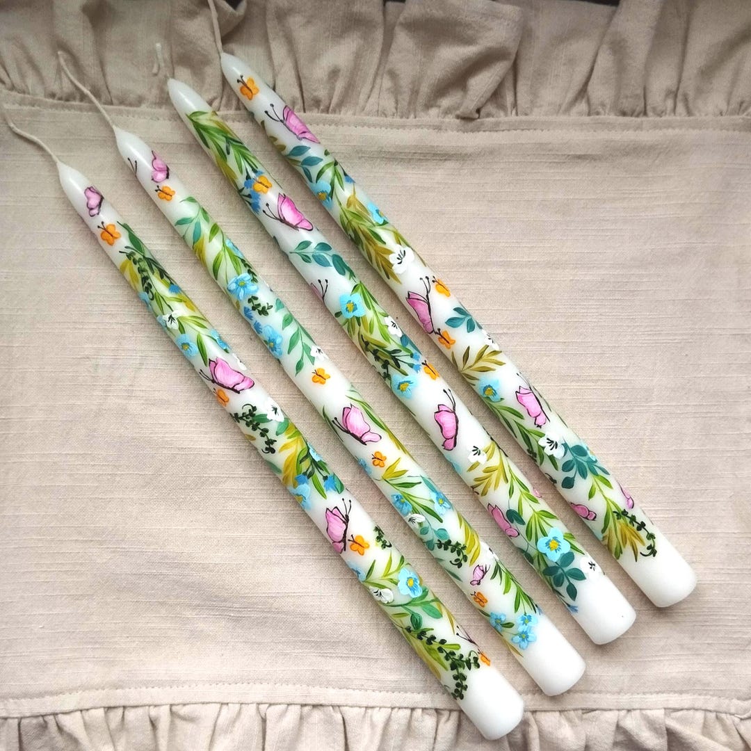 Bespoke Baby Shower Candles| Custom Candles| Hand Painted 32cm Long ...