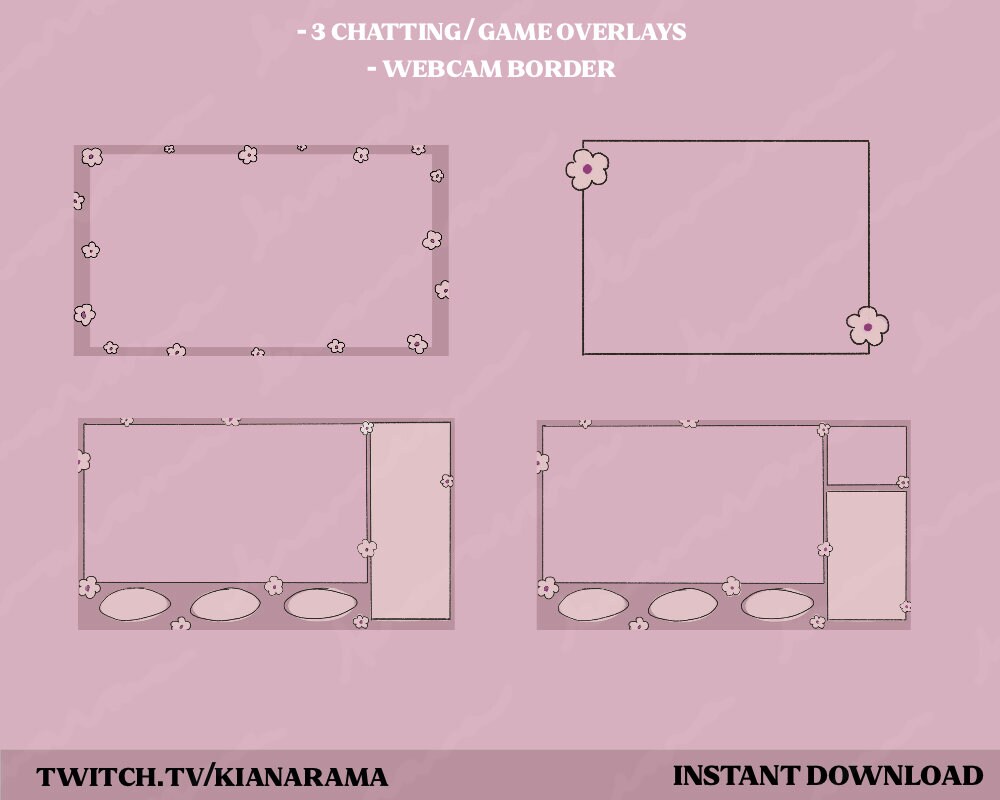 Purple Flower Twitch Overlay Full Package - Etsy UK