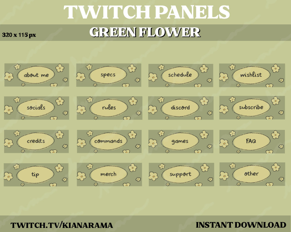 Green Flower Twitch Overlay Full Package - Etsy