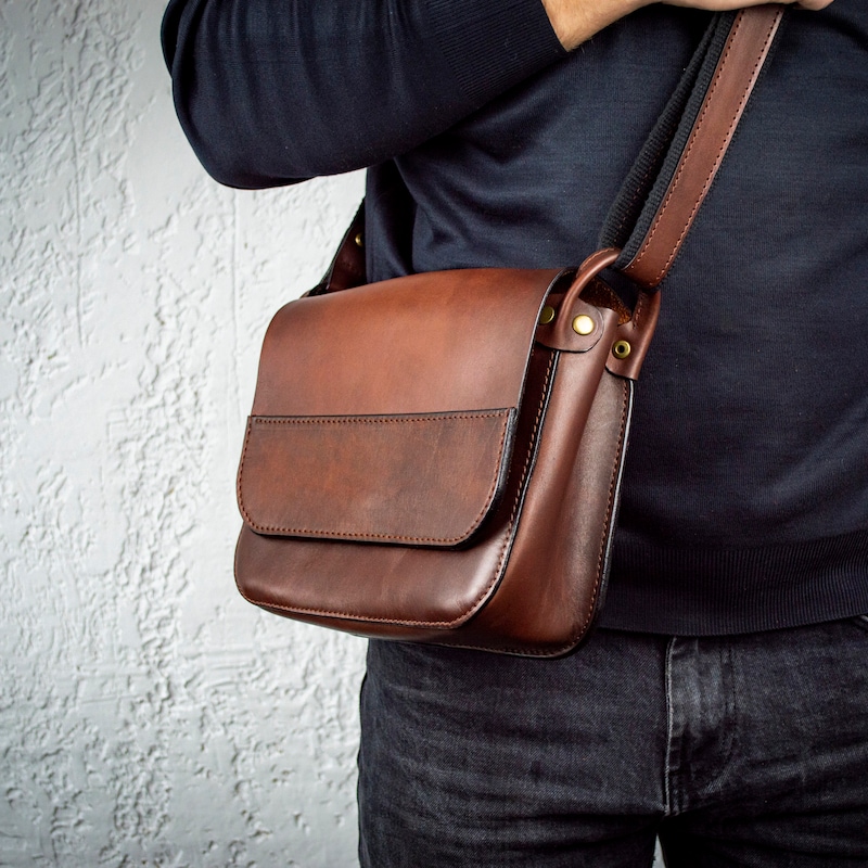 Small Mens Leather Shoulder Bag - Etsy