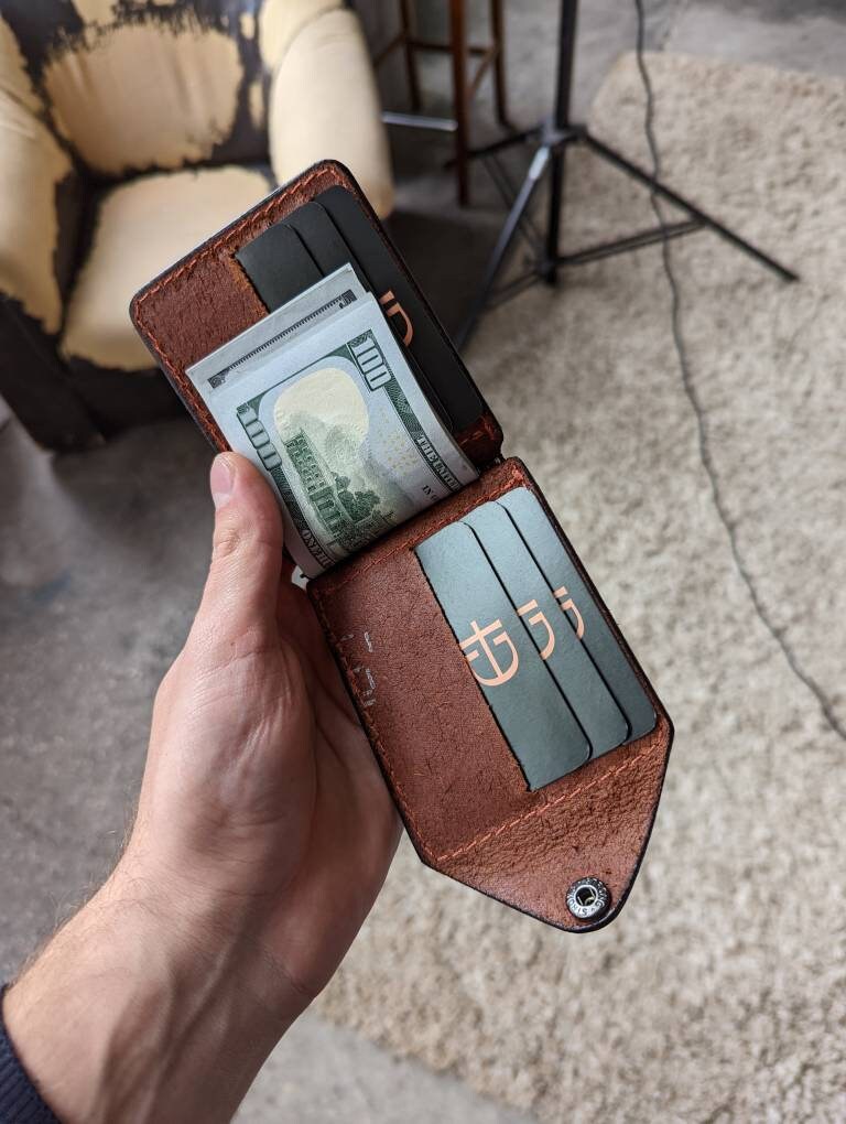 Leather Money Clip Small Leather Wallet Leather Money Clip - Etsy